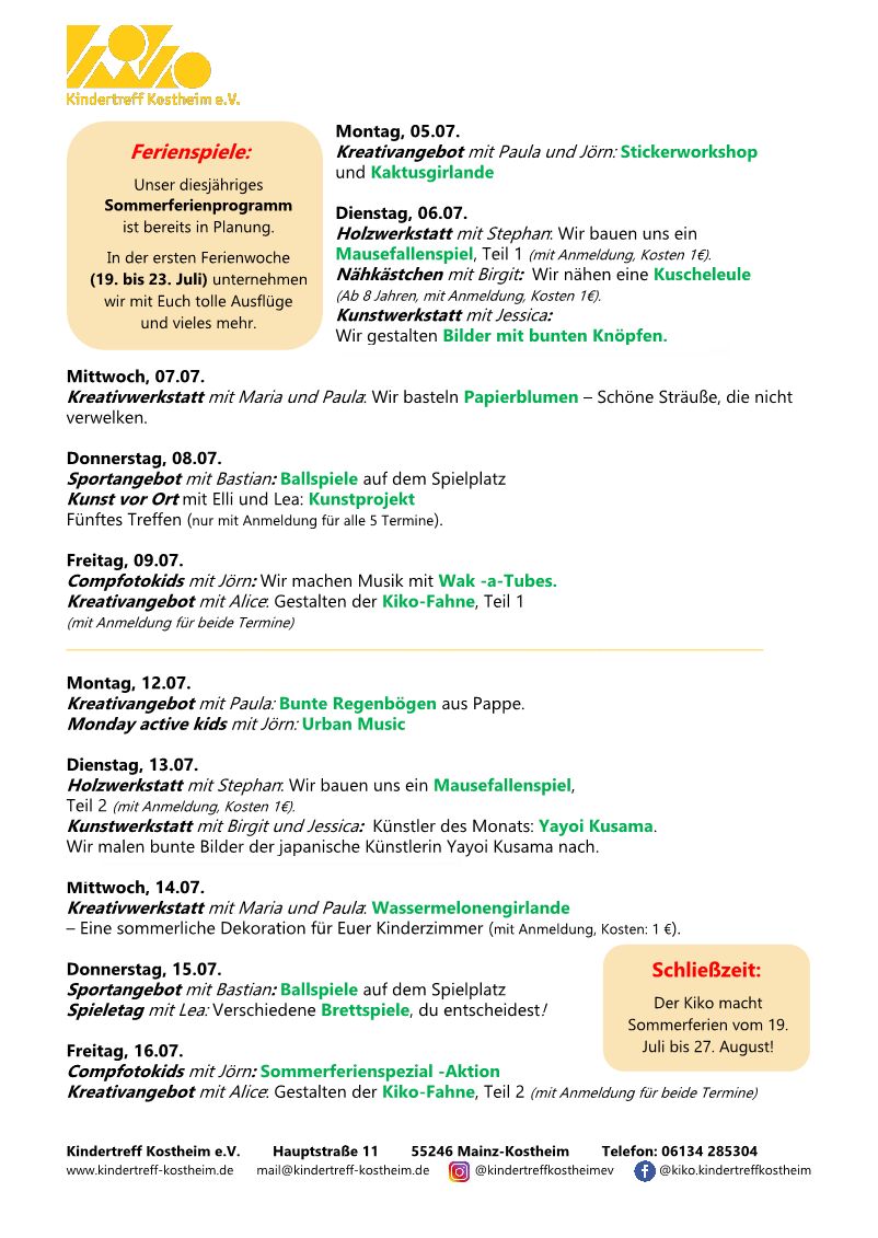 Programm Juni/Juli